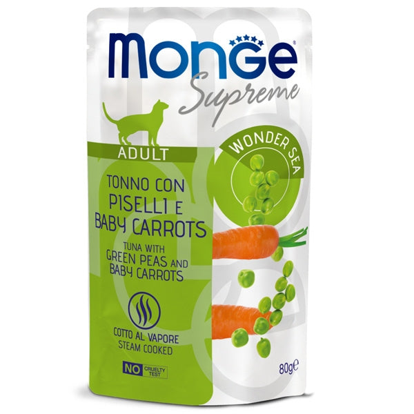 Monge Supreme Adult - Tonno con Piselli e Baby Carrots 80g Busta ...